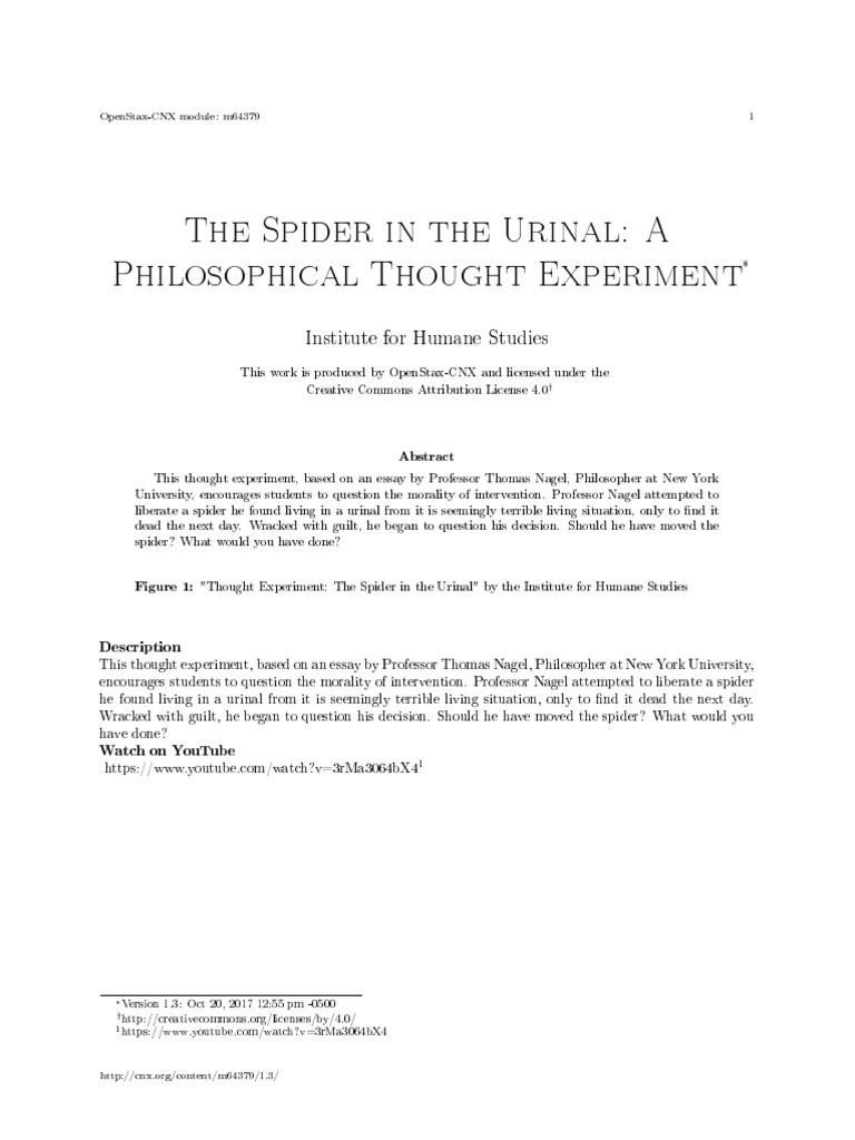 The Spider in The Urinal A Philosophical Thought Experiment 3 | PDF