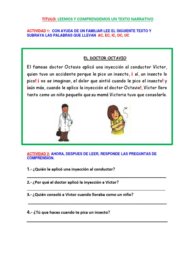 Leemos y Comprendemos Un Texto Con Ac, Ac, Ic, Oc, Uc | PDF