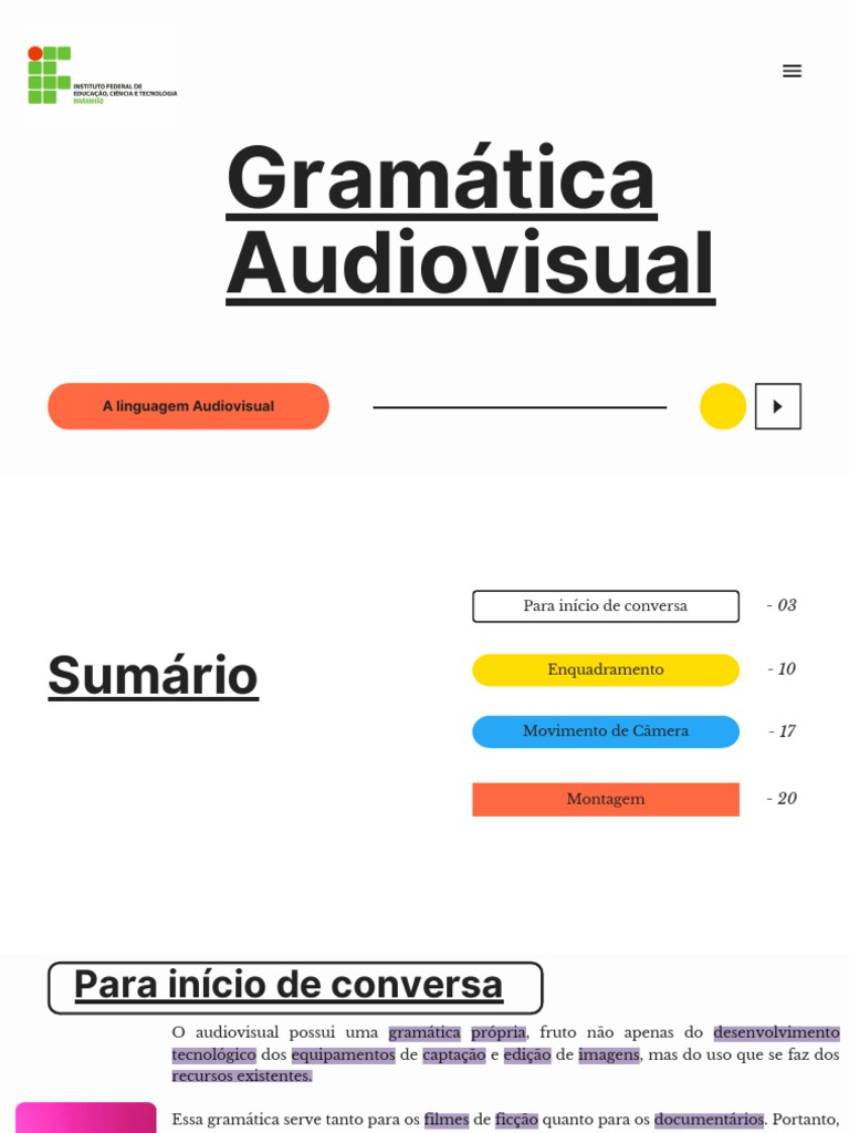Gramática Audiovisual | PDF | Câmera | Science