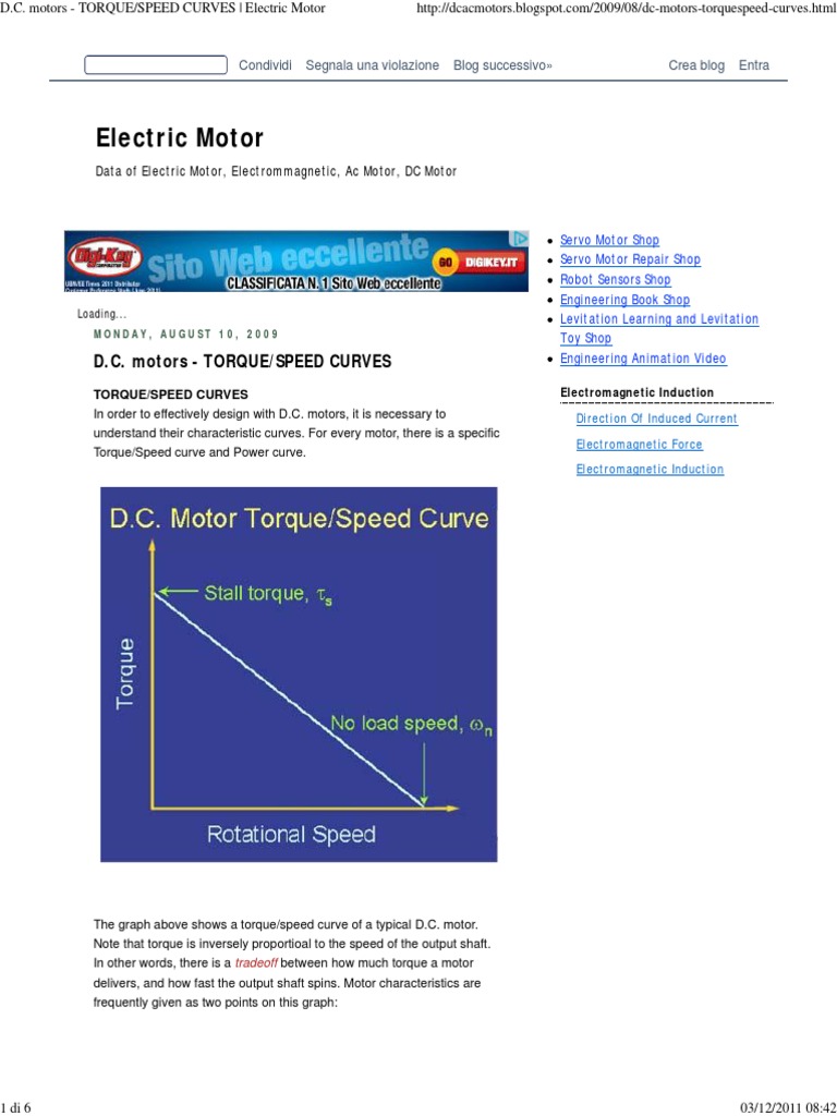 DC Motors - Torque - Speed Curve | PDF | Electric Motor | Torque