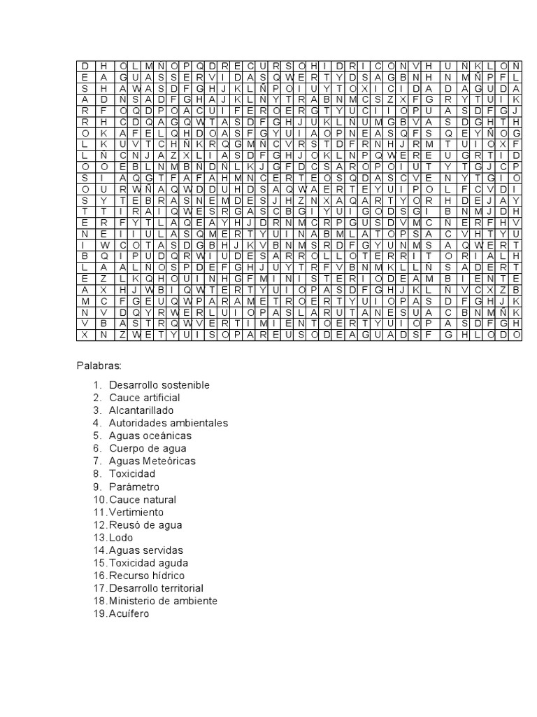 Sopa de Letras Recurso Hidrico | PDF | Agua | Naturaleza