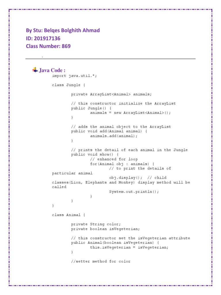 By Stu Belqes Bolghith Ahmad Id 201917136 Class Number 869 Pdf Constructor Object 