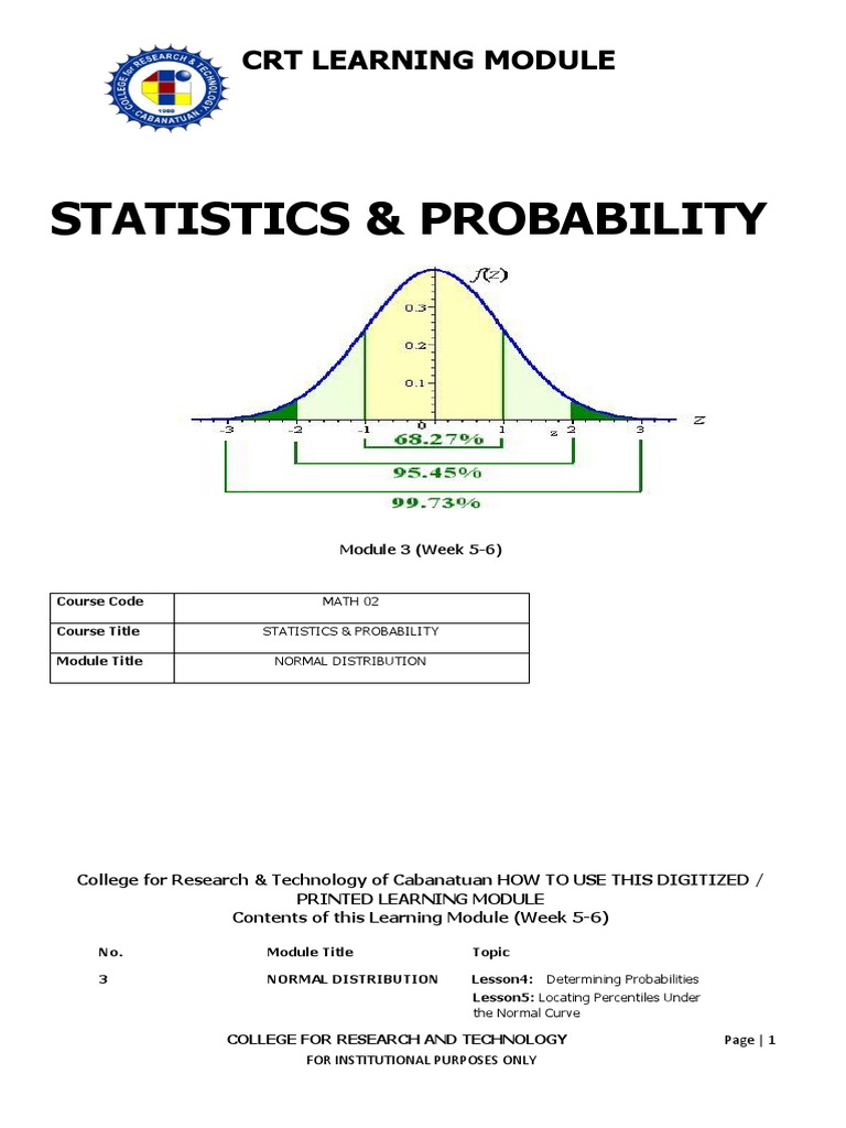 Stat Prob Week 5 6 | PDF | Standard Score | Normal Distribution Stat Prob Week 5 6 | PDF | Standard Score | Normal Distribution
