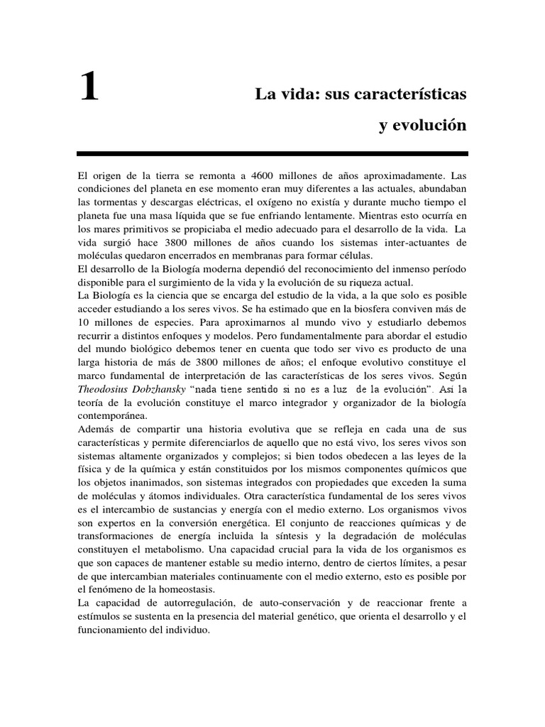 La Vida, Sus Características y Evolución | PDF | Organismos | Evolución