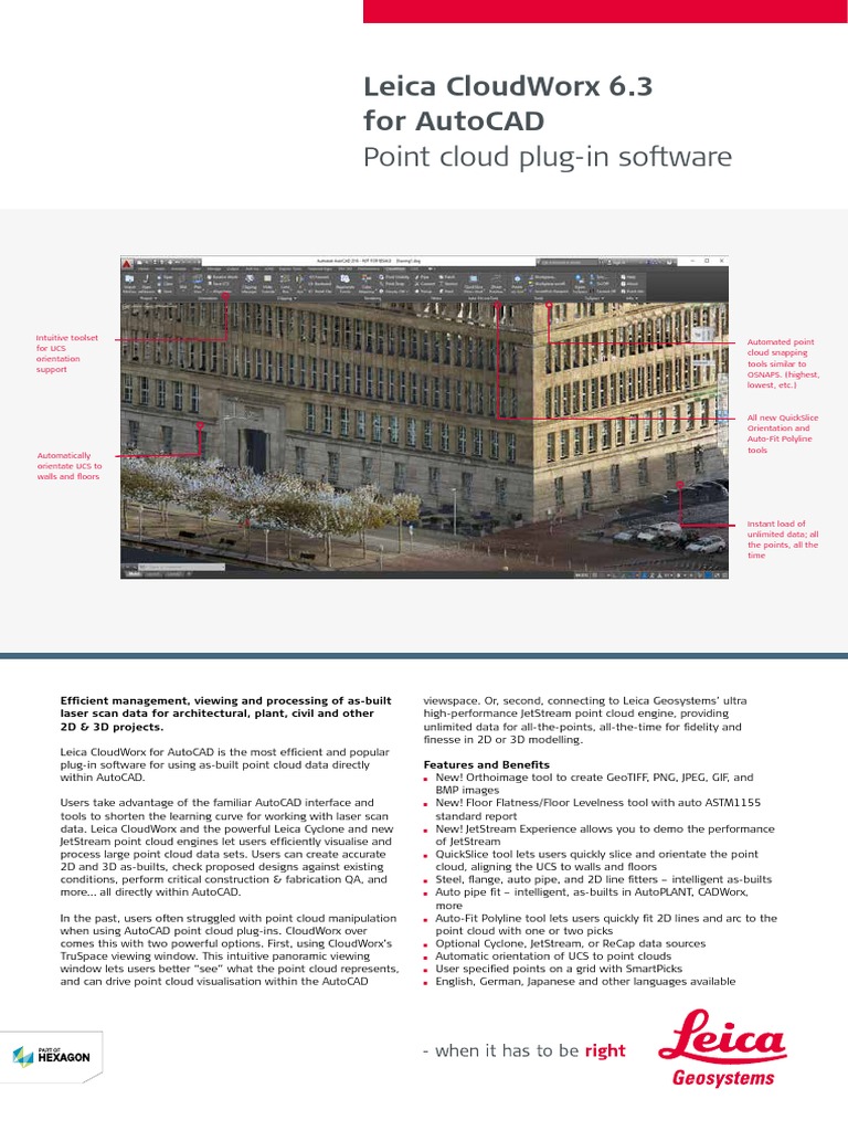 Point Cloud Plug-In Software: Leica Cloudworx 6.3 For Autocad | PDF | 3 D Computer Graphics ...
