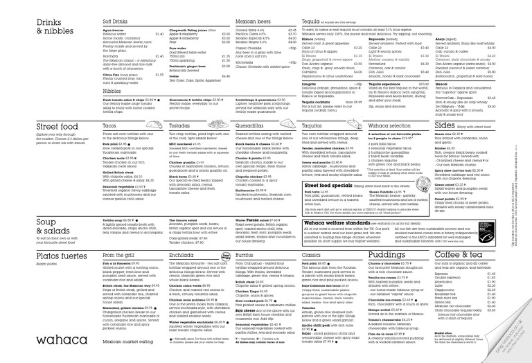 Wahaca Menu | PDF | Salsa (Sauce) | Salad