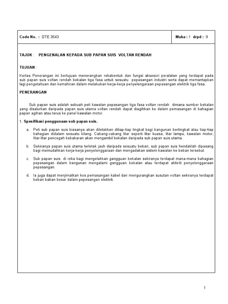 Sub SwitchBoard | PDF