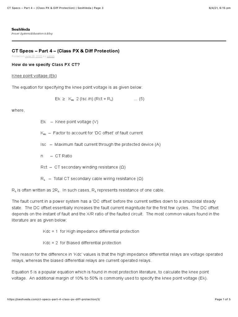 CT Specs - Part 4 - (Class PX & Diff Protection) - SeshVeda - Page 3 ...