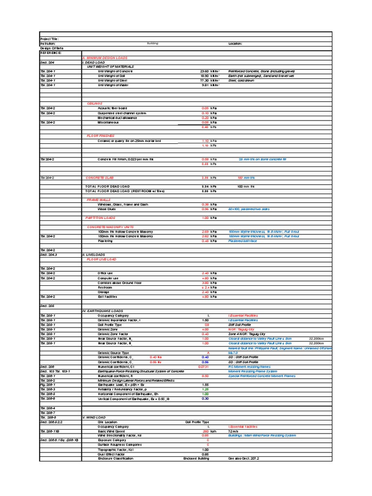 3-Storey Building - Design Criteria | PDF | Masonry | Concrete