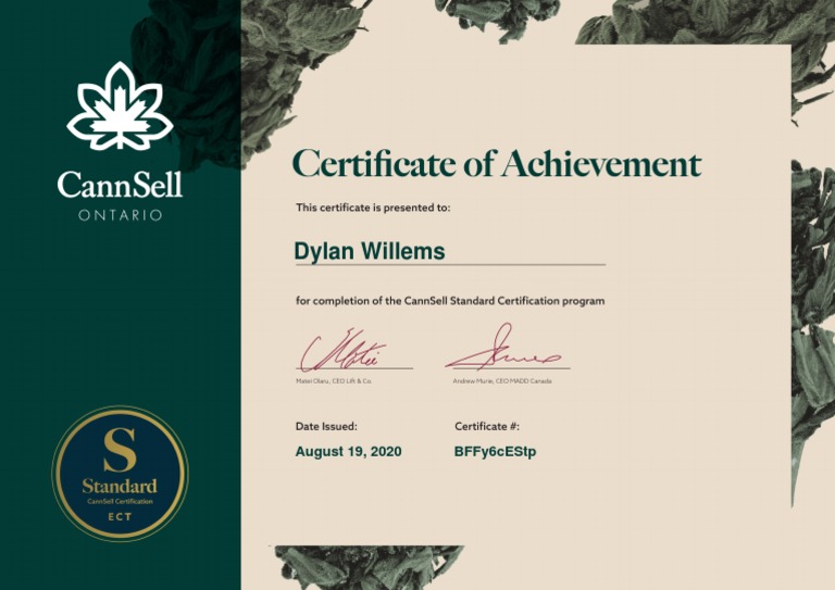 Cannsell Standard Etc Cannsell Standard Etc Certificate | PDF