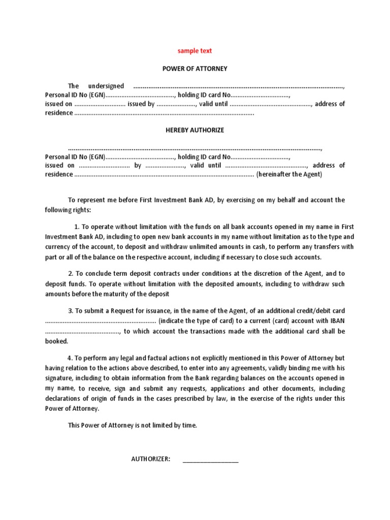 Power of Attorney Banking | PDF | Deposit Account | Banks