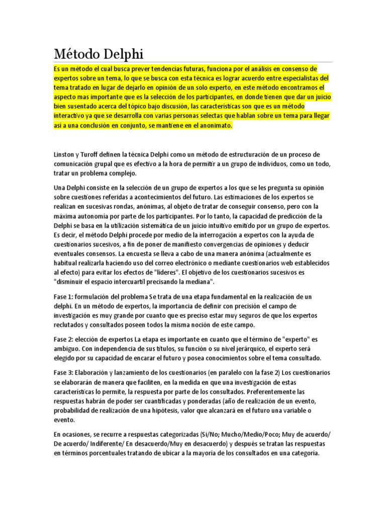 Metodo Delphi | PDF | Cuestionario | Método científico