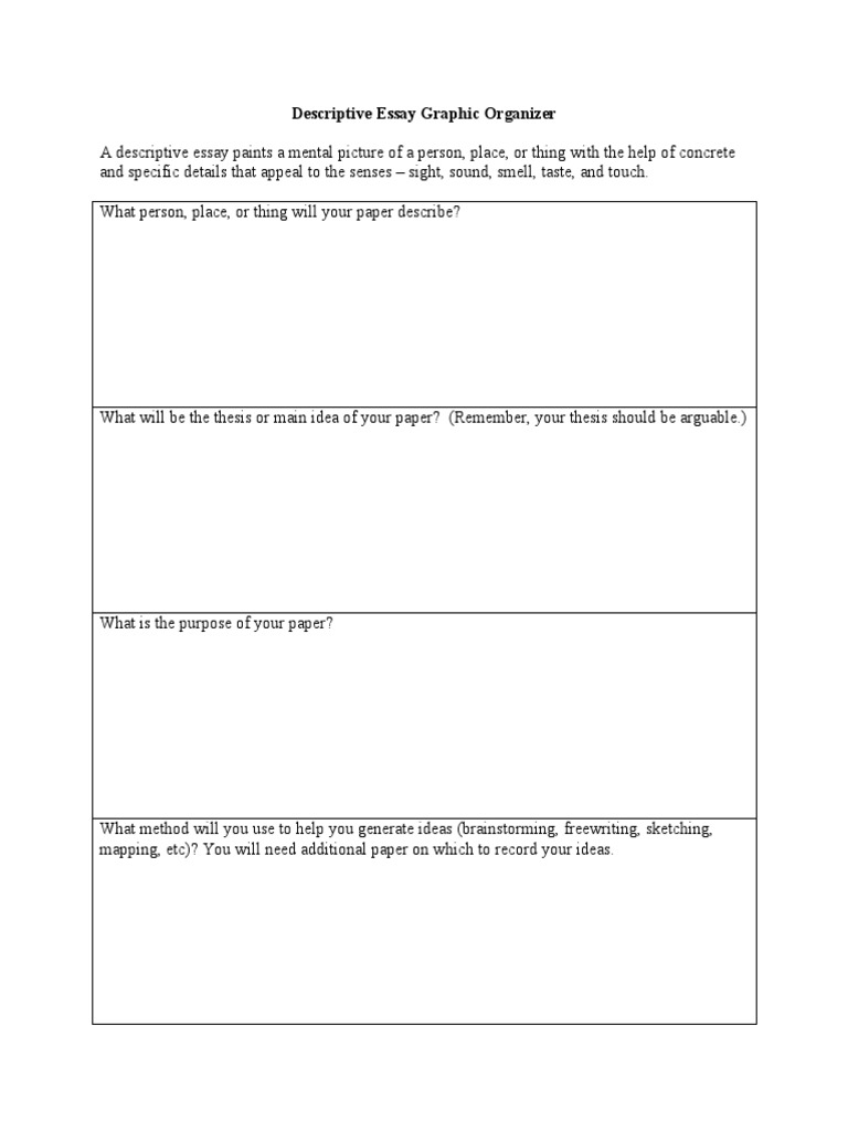 Descriptive Essay Graphic Organizer Guide | PDF | Essays | Metaphor