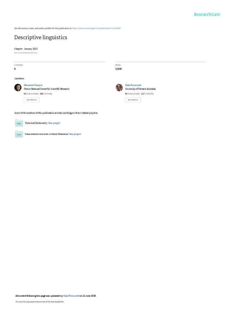 Descriptive Linguistics: January 2013 | PDF | Linguistics | Word