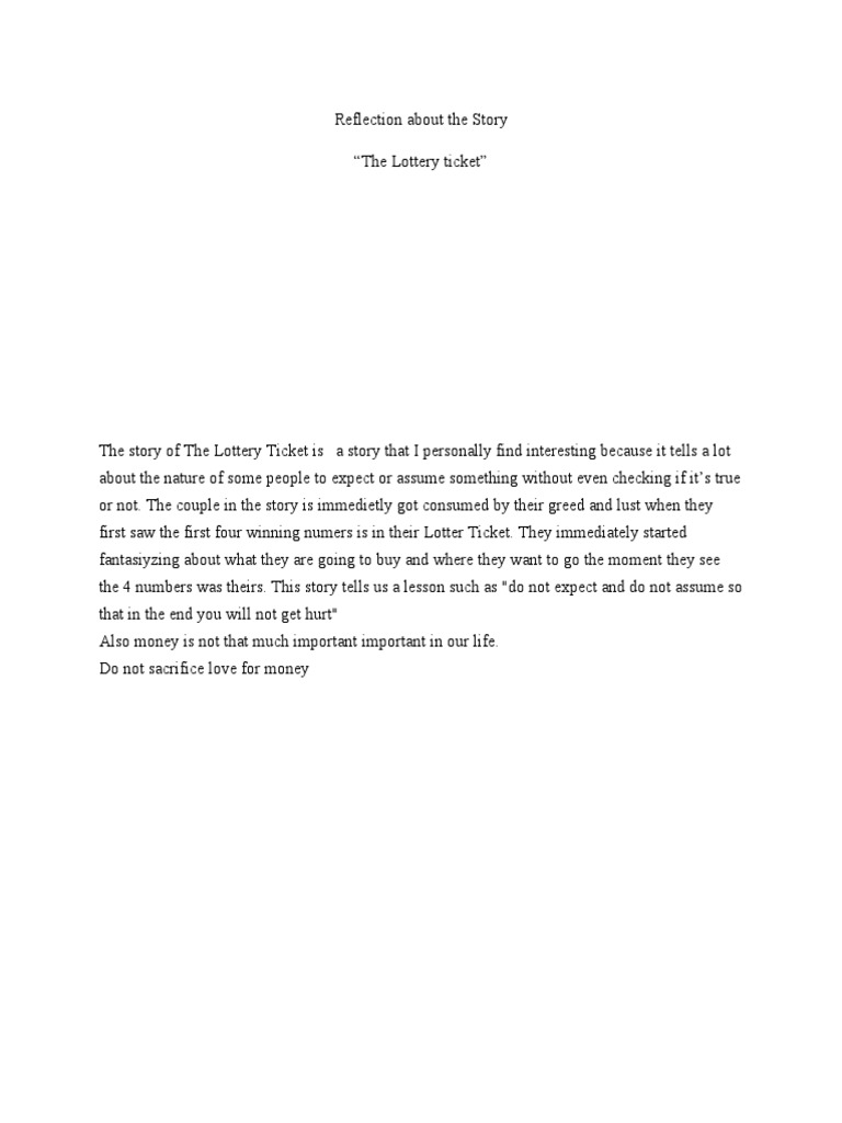 Reflection About The Story The Lottery Ticket | PDF