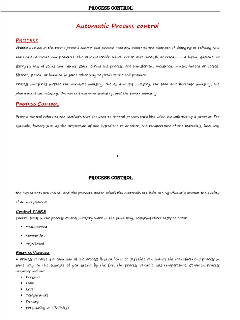 Process Control Notes | PDF | Control Theory | Laplace Transform Process Control Notes | PDF | Control Theory | Laplace Transform