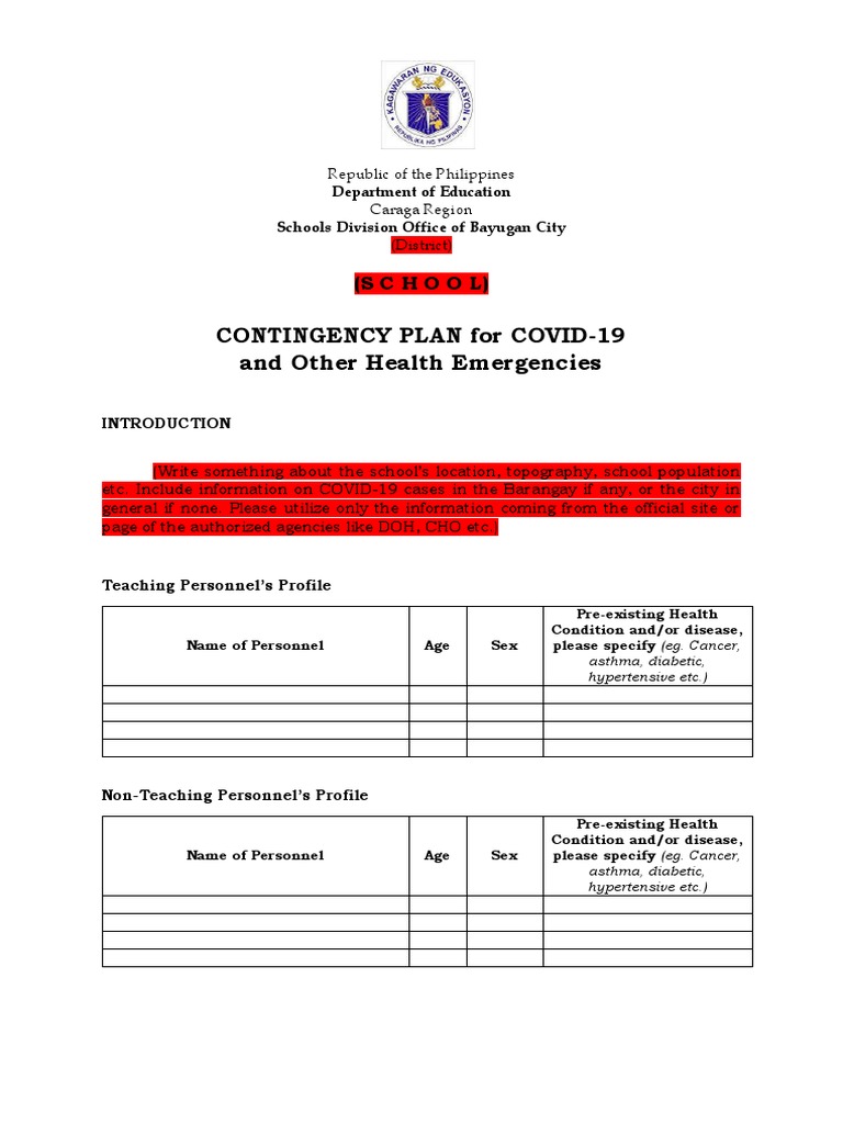 COVID-19 Contingency Plan Template | PDF | Incident Management ...