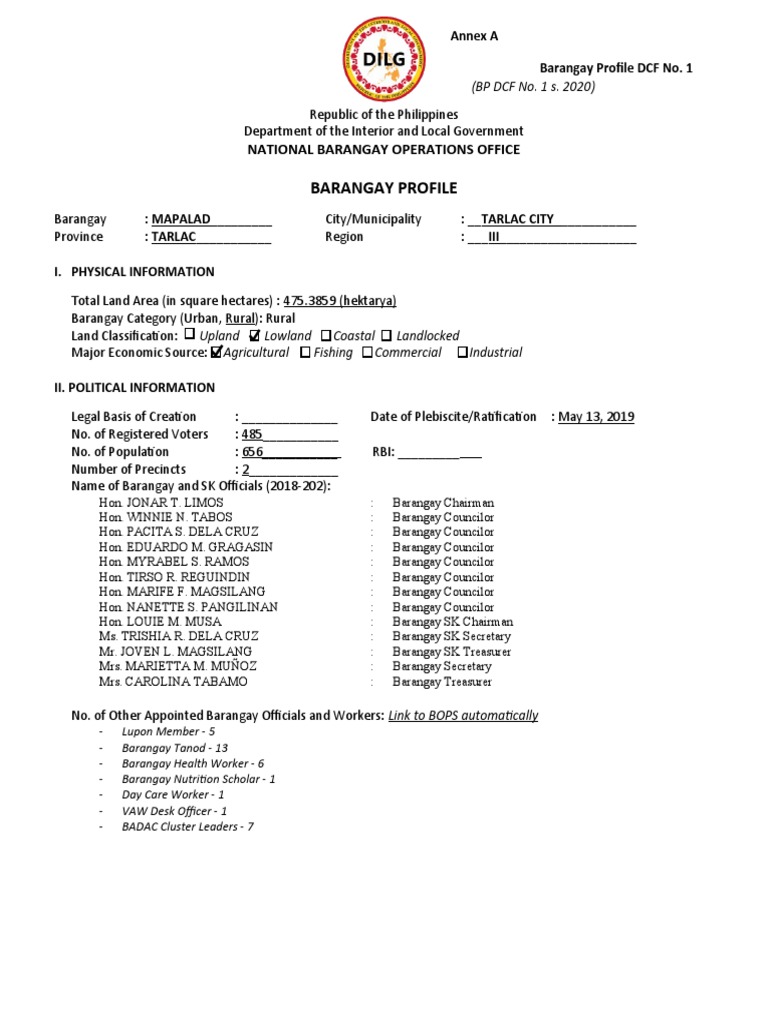 SGLGB Annex A DCF No 1 Mapalac | PDF | Progressive Tax | Business