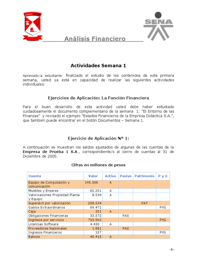 Analisis Financiero Guia Sem 1 | PDF | Business | Economias