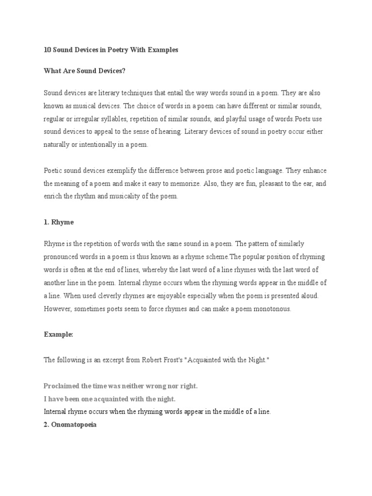 10 Sound Devices in Poetry With Examples What Are Sound Devices ...
