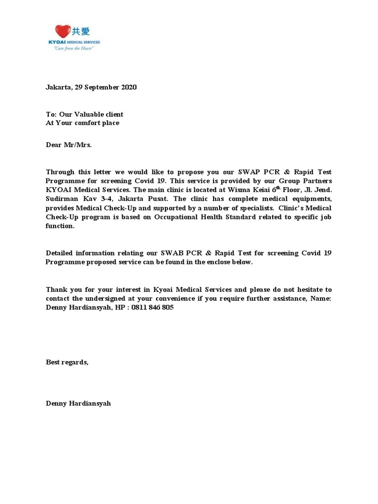 PCR RTSW OFFERING LETTER FOr Valuable Client | PDF | Health Care | Medicine