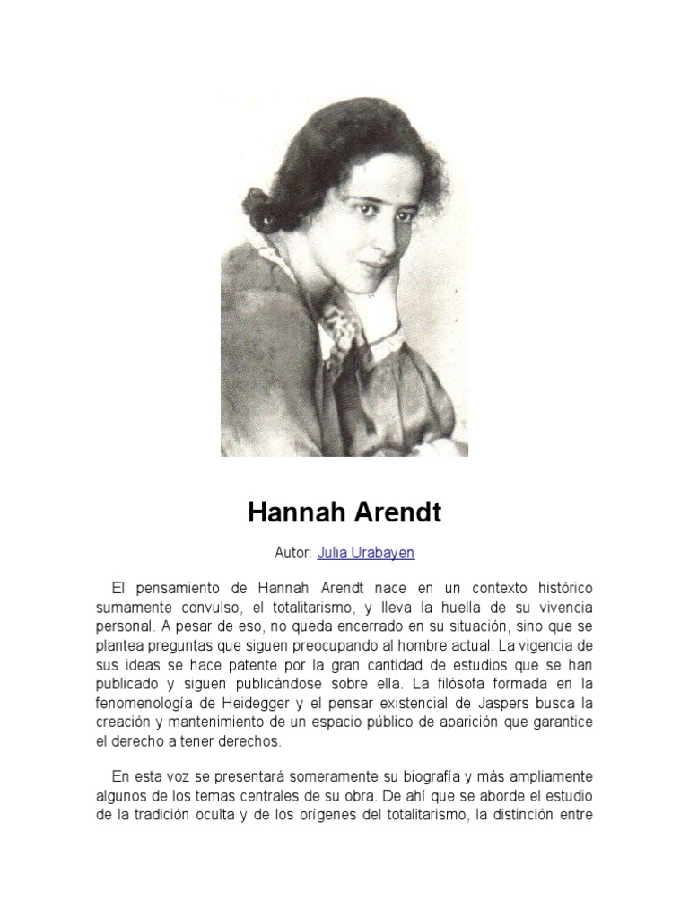 Hannah Arendt y Aristoteles | PDF | Hannah Arendt | Filosofía