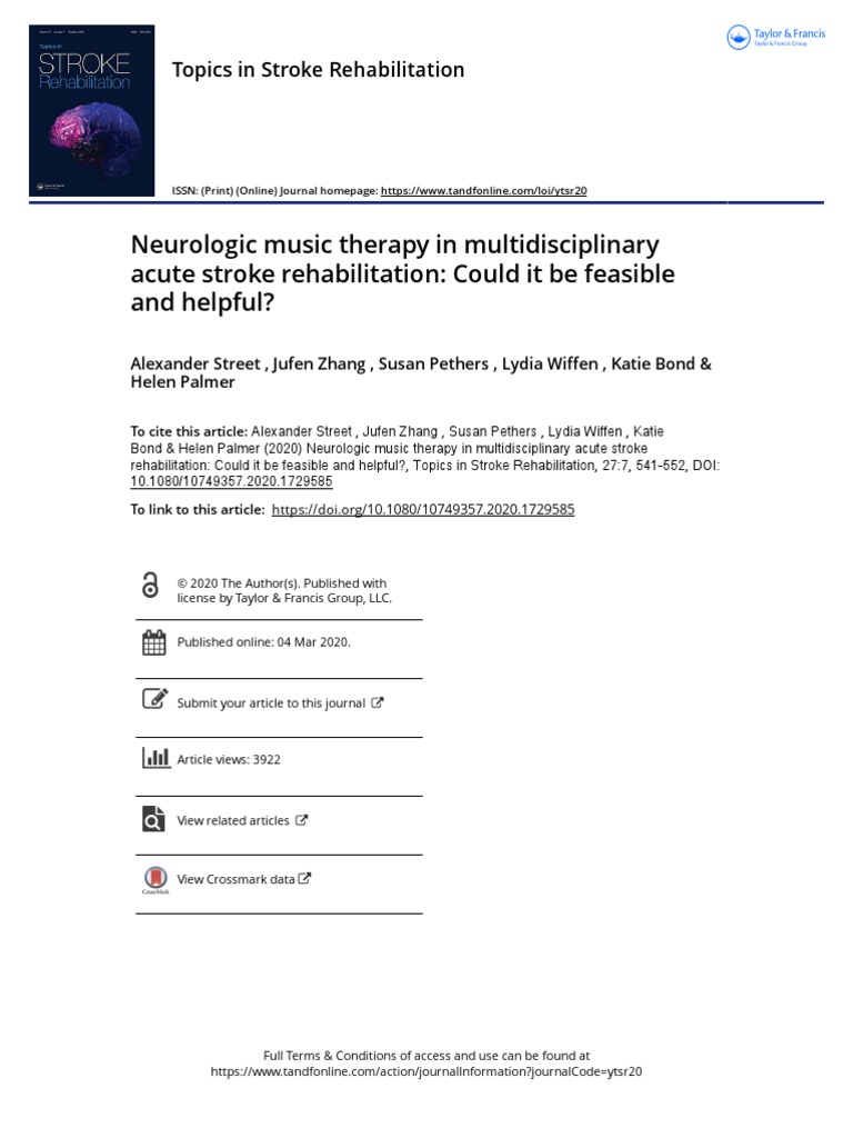Neurologic Music Therapy in Multidisciplinary Acute Stroke ...