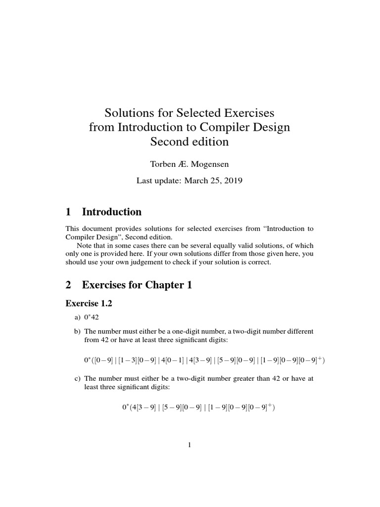 Compiler Design Exercise Solutions | PDF | Parsing | Theoretical ...