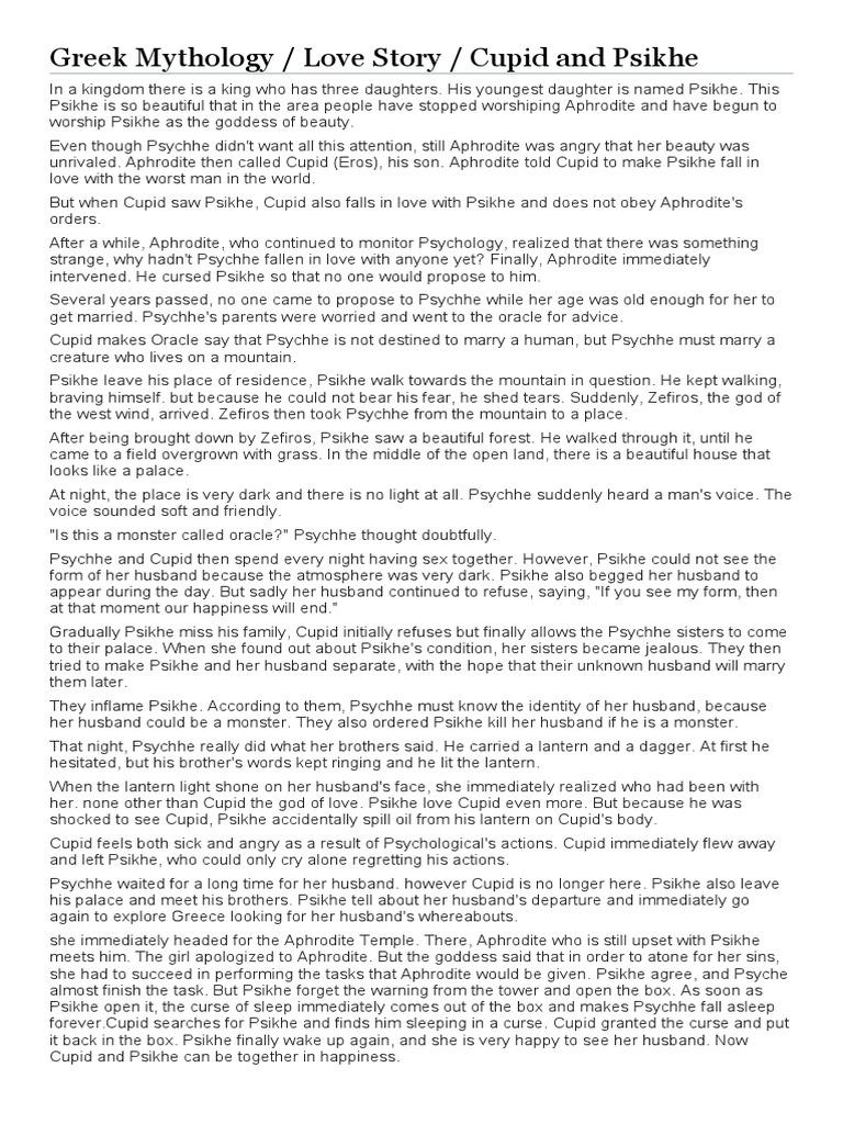Cupid and Psikhe: A Love Myth | PDF | Eros