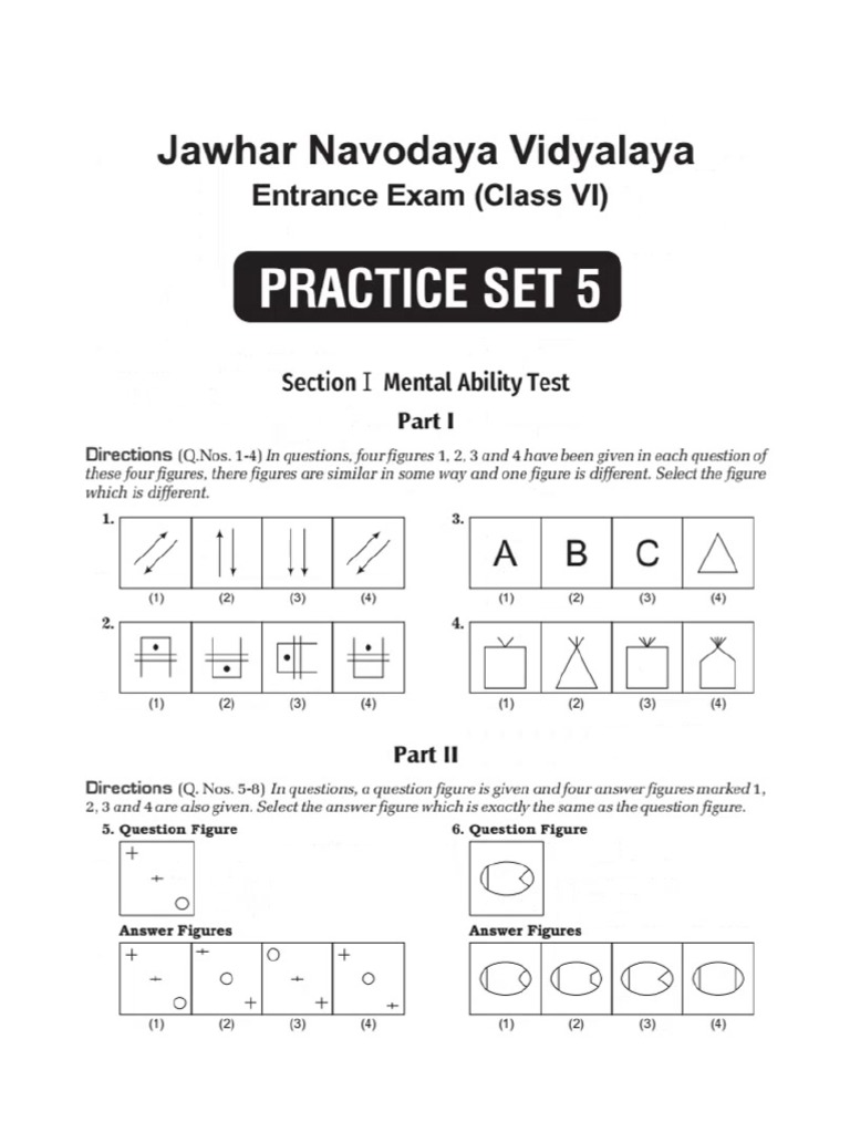 JNV - Class 6 - PracticeTest - 5 | PDF