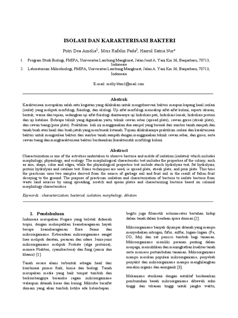 Isolasi Dan Karakterisasi Bakteri Putri | PDF | Sains & Matematika