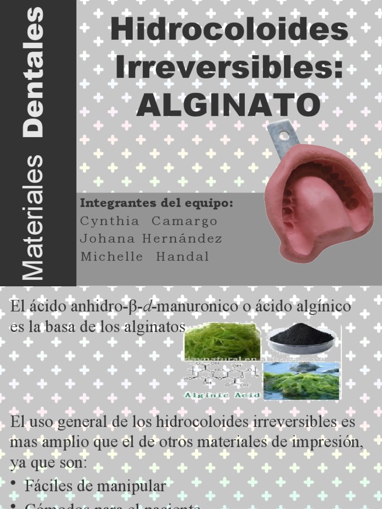 Hidrocoloides Irreversibles | PDF | Calcio | Yeso