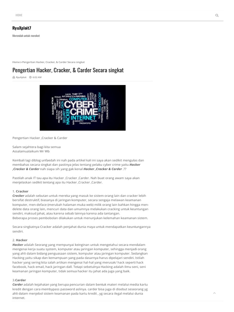 Pengertian Hacker Cracker And Carder Secara Singkat Pdf 6273