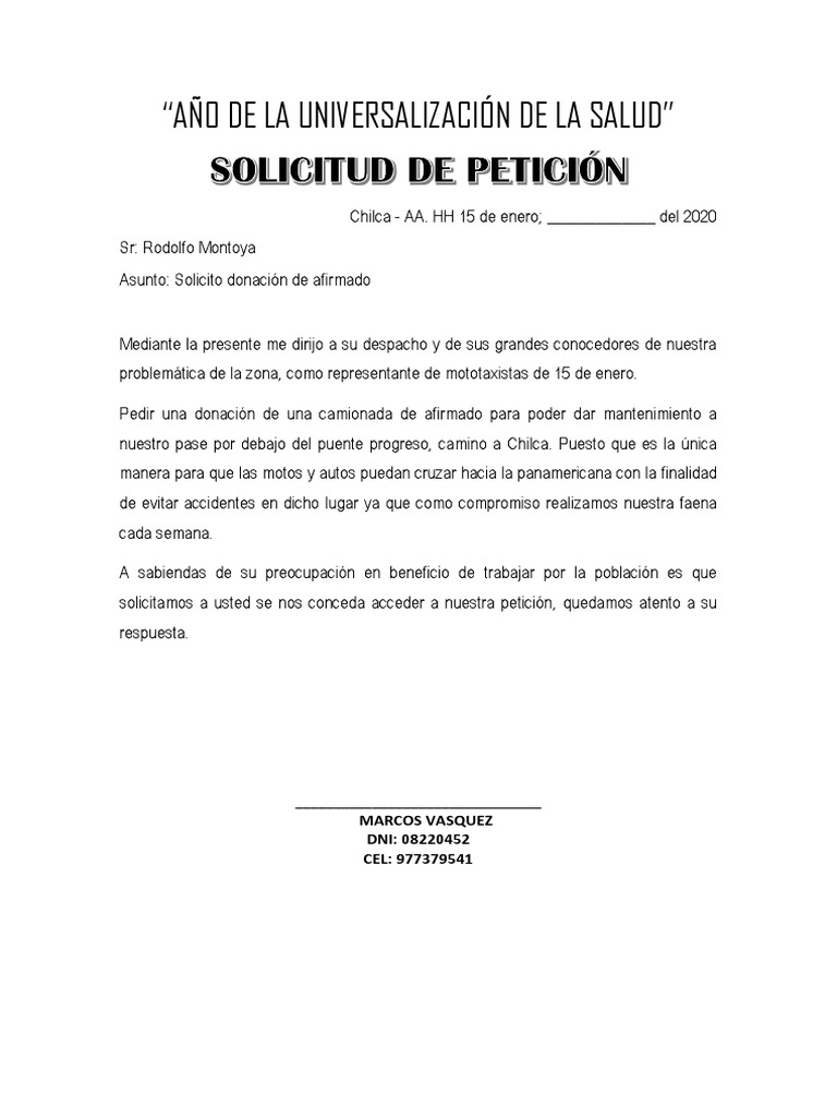 Ejemplos De Solicitud De Peticion – RTSRCJ
