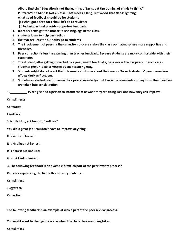 Peer Correction | PDF | Affect (Psychology) | Feedback