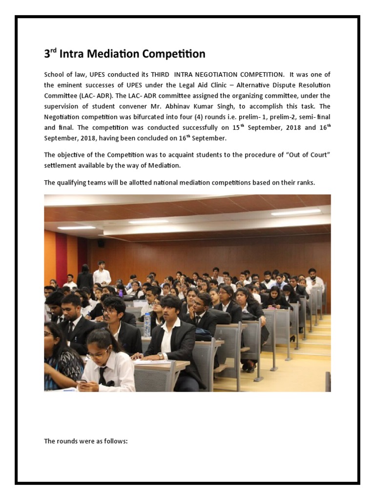 3rd Intra Mediation Competition | PDF | Alternative Dispute Resolution ...