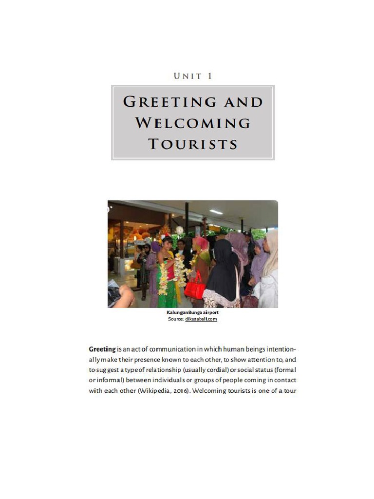 Welcoming Tourist | PDF