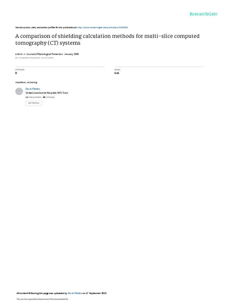 A Comparison of Shielding Calculation Methods For Multi-Slice Computed ...