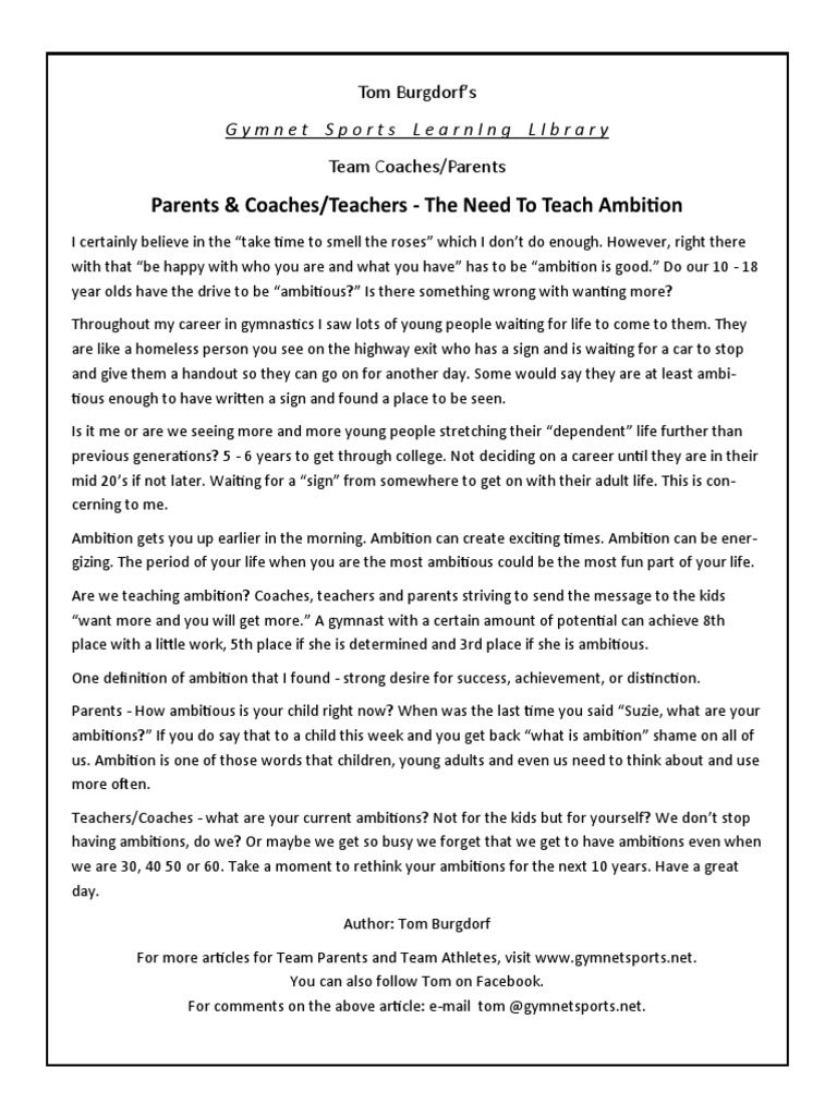 The Need To Teach Ambition PDF | PDF