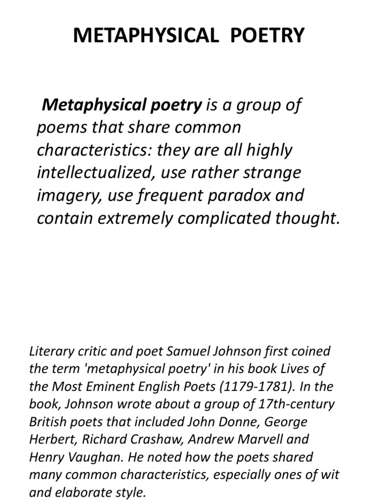 Metaphysical Poetry Uou PDF | PDF | Metaphysics | Poetry