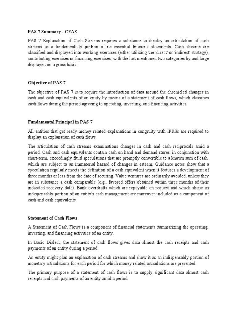 PAS 7 and PAS 41 Overview: Cash Flows & Agriculture | PDF | Fair Value ...