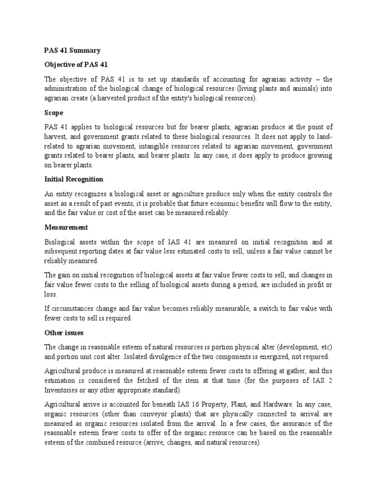 PAS 41 Summary | PDF | Fair Value | Depreciation