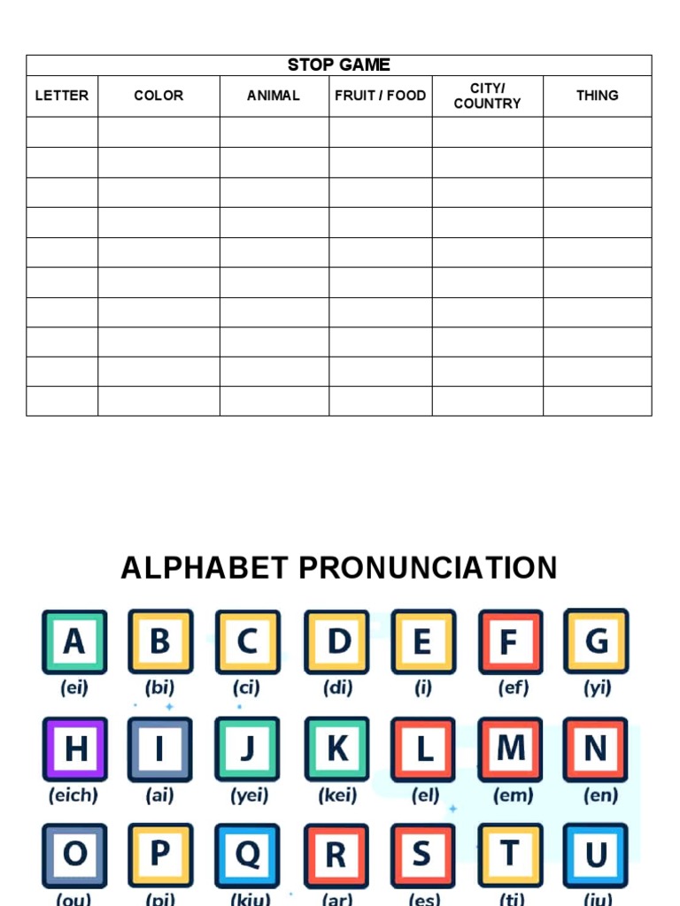Stop Game Categories and Rules | PDF
