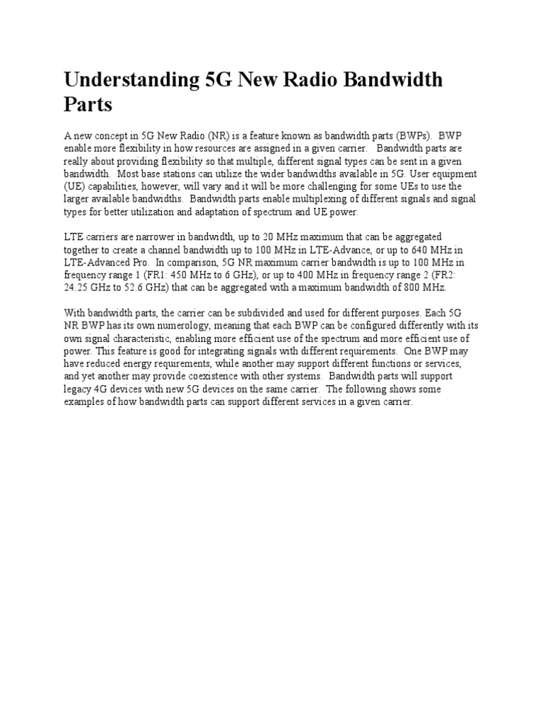 Understanding 5G New Radio Bandwidth Parts - BWP | Download Free PDF | Bandwidth (Signal ...