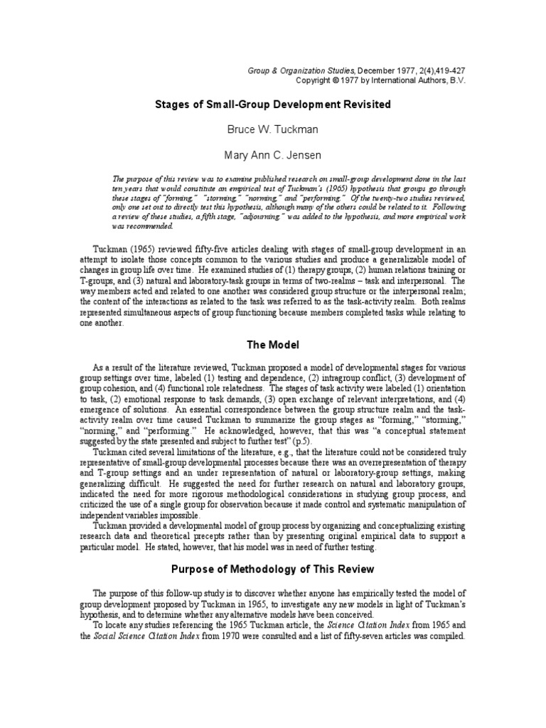 Stages of Small Group Development | PDF | Psychotherapy | Group ...