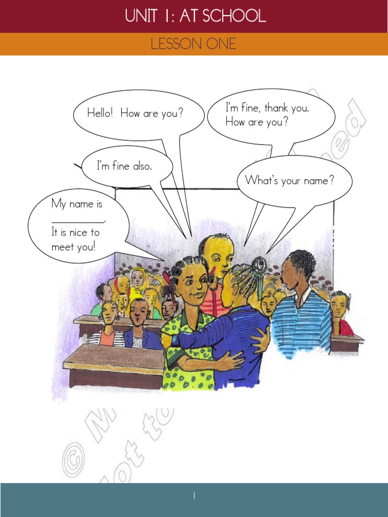 Lesson One: Hello! How Are You? I'm Fine, Thank You. How Are You? | PDF