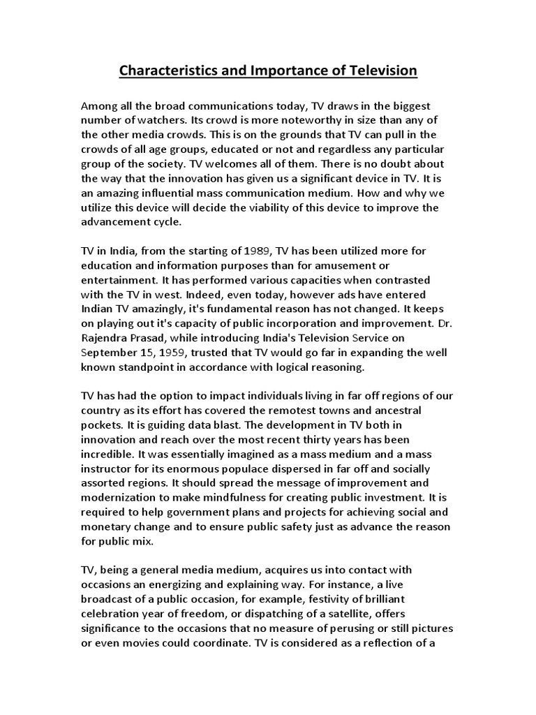 Characteristics and Importance of Television | PDF | Television | Reason