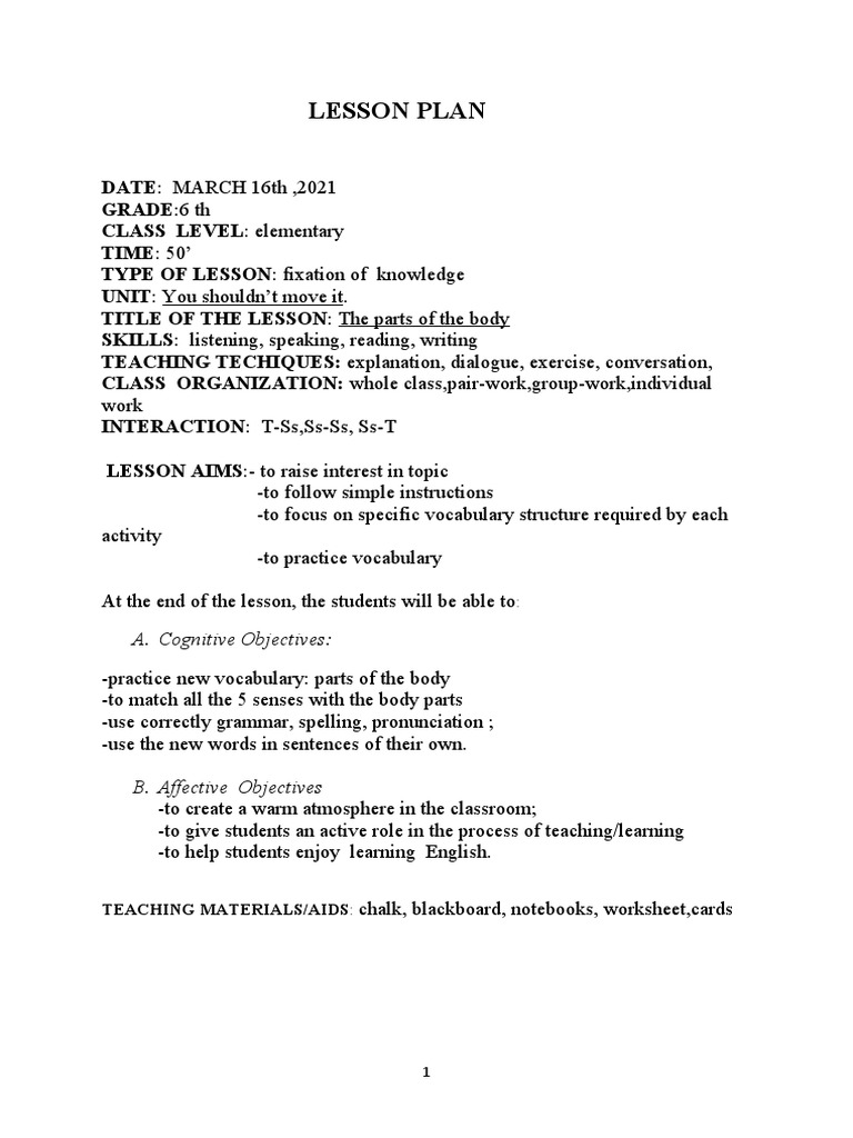 Lesson Plan 6 | PDF | Lesson Plan | Human Communication