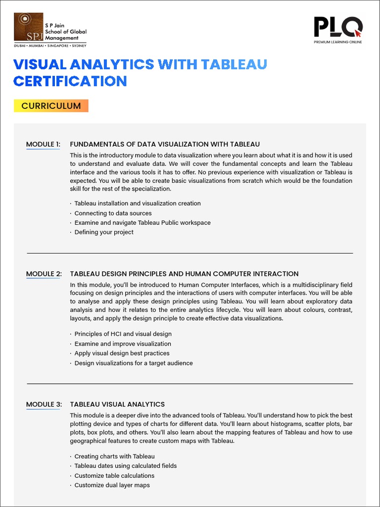 Curriculum: Fundamentals of Data Visualization With Tableau | PDF ...