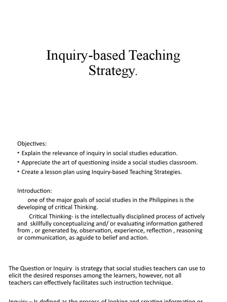 Inquiry-Based Teaching Strategies | PDF | Inquiry Based Learning | Inquiry